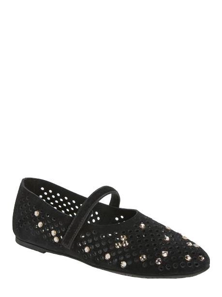 PEDRO GARCIA Alisa Mary Jane Flats With Crystal Embellishments - Black Castoro