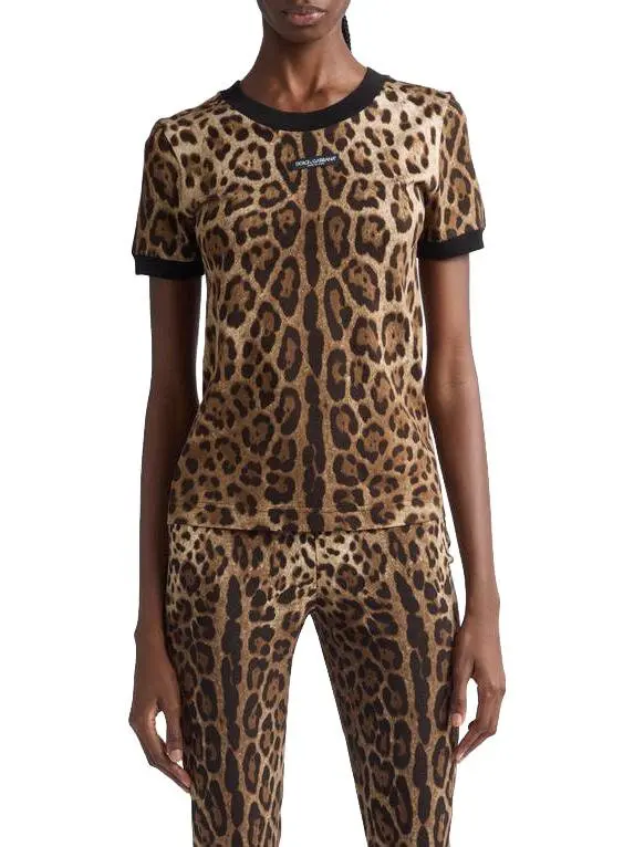 Dolce & Gabbana Leopard Jacquard Cotton Jersey T-shirt - Leo New