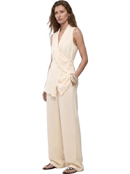 Koton Belted Wide Leg Full Length Trousers - Beige