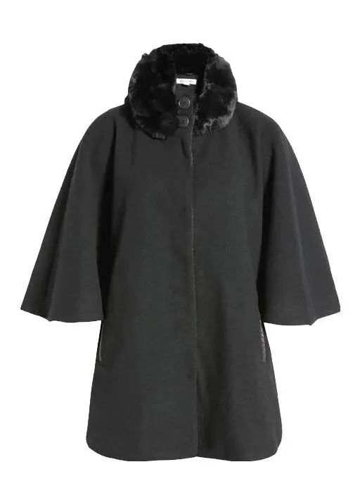 Via Spiga Faux Fur Collar Cape - Latte