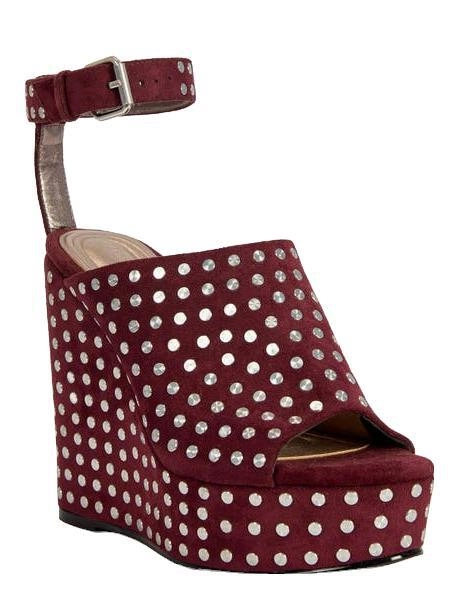 AZALEA WANG Mirova Studded Wedge Sandal - Plum