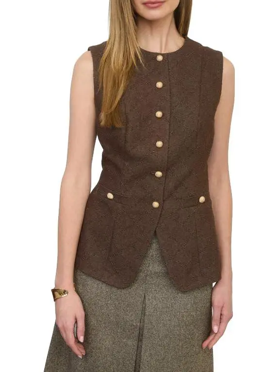 ZOE AND CLAIRE Diamond Quilted Vest - Brown