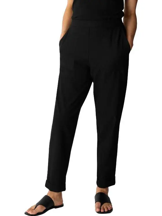 Eileen Fisher Tapered Ankle Pants With Fold-over Cuffs - Black