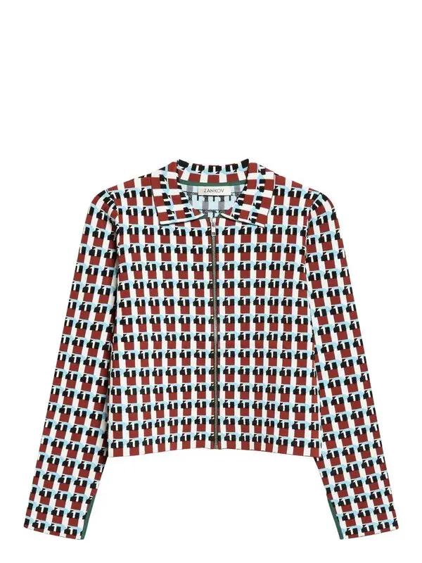 ZANKOV Geometric Print Zip-up Shirt Jacket - Gamay Multi