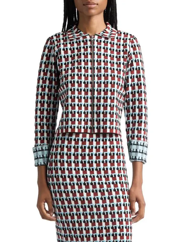 ZANKOV Geometric Print Zip-up Shirt Jacket - Gamay Multi