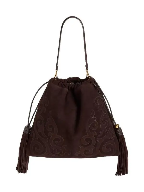 Etro Large Kalispera Tassel Shoulder Bag - Ebony