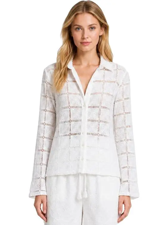 Calypso St. Barth Alicia Embroidered Cotton Shirt - Ivory