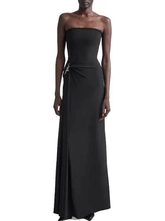GRACE LING Strapless Maxi Dress With Sculptural Charms - Black