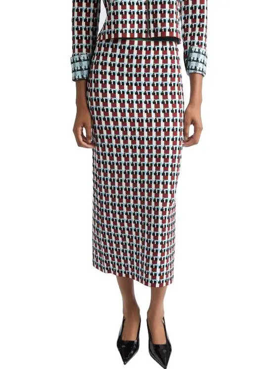 ZANKOV Raven Wool Jacquard Midi Skirt - Suede Multi
