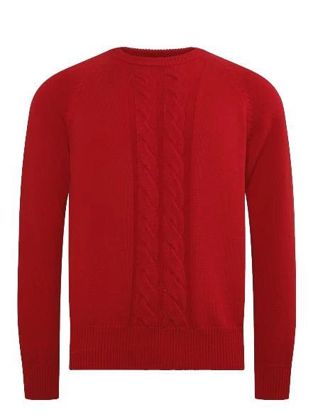 LE PERE Cotton Cableknit Crewneck Sweater - Red