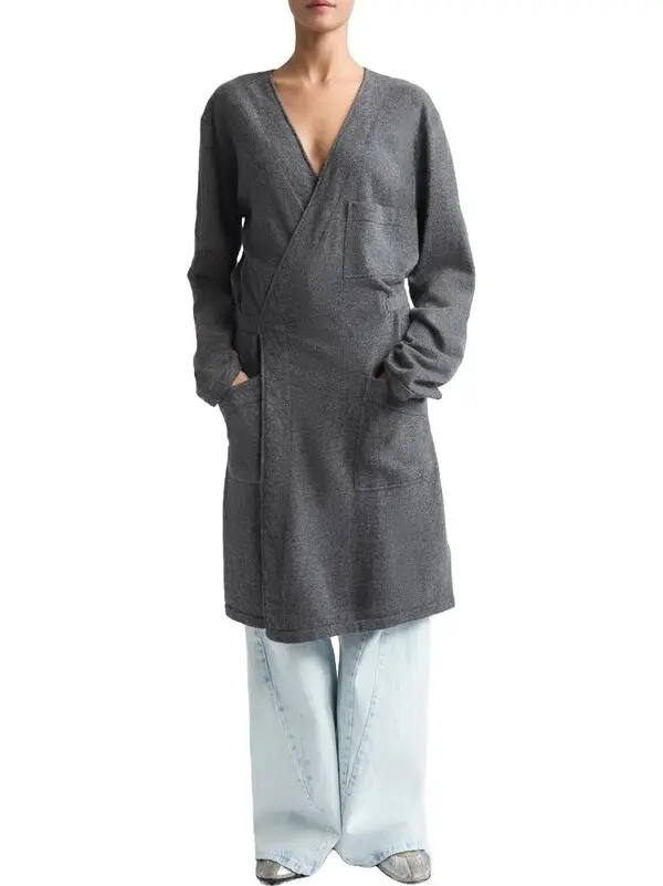 MAISON MARGIELA Virgin Wool Wrap Cardigan - Medium Grey
