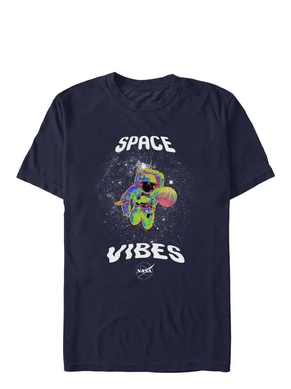 NASA Space Vibes Color Mix Short Sleeve Graphic T-shirt - Navy Blue