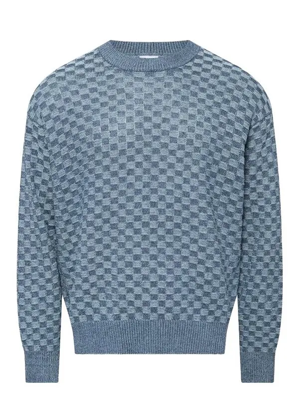 LE PERE Knit Basketweave Sweater - Blue