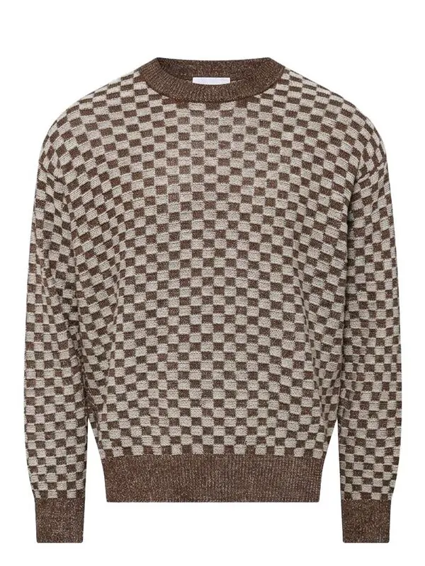 LE PERE Knit Basketweave Sweater - Brown