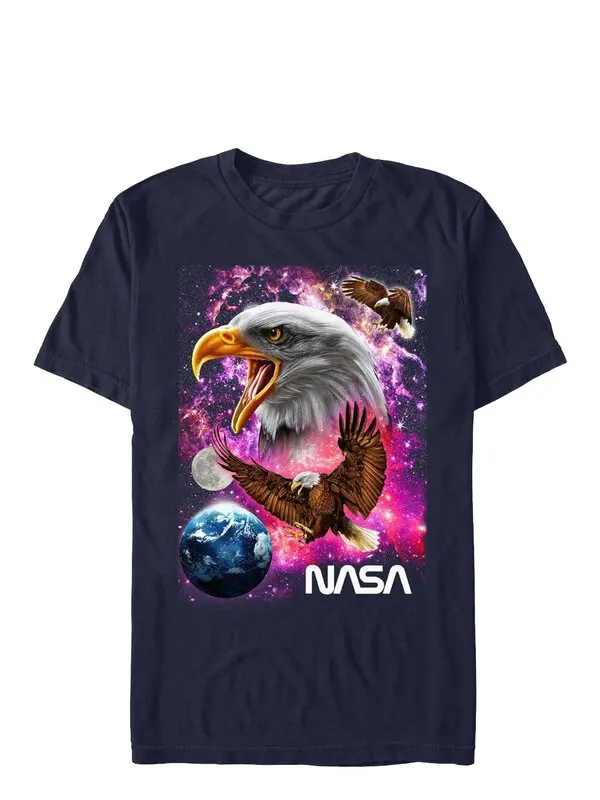 NASA Space Eagle Art Short Sleeve Graphic T-shirt - Navy Blue