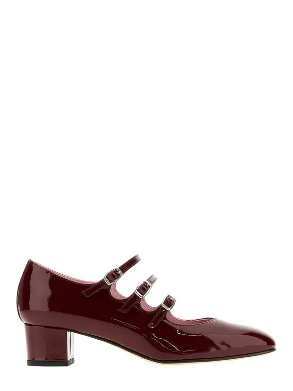 CAREL Burgundy Patent Leather Kina Mary Jane Pumps With Adjustable Straps - Red
