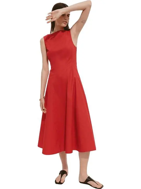 H&M Cutout Twill Maxi Dress - Bright Red