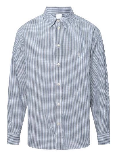 LE PERE Poplin Button Down Shirt - Blue Gingham