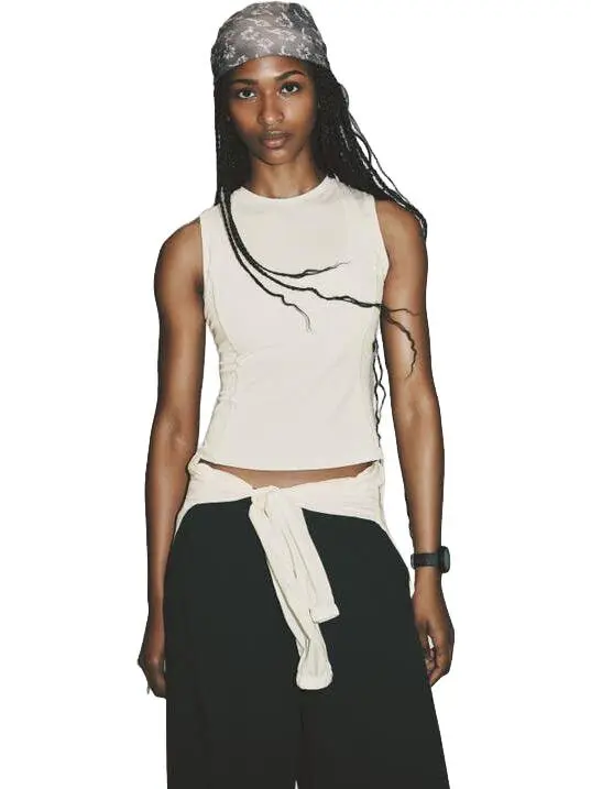 H&M Slim-fit Sports Tank Top With Drymove - Ivory