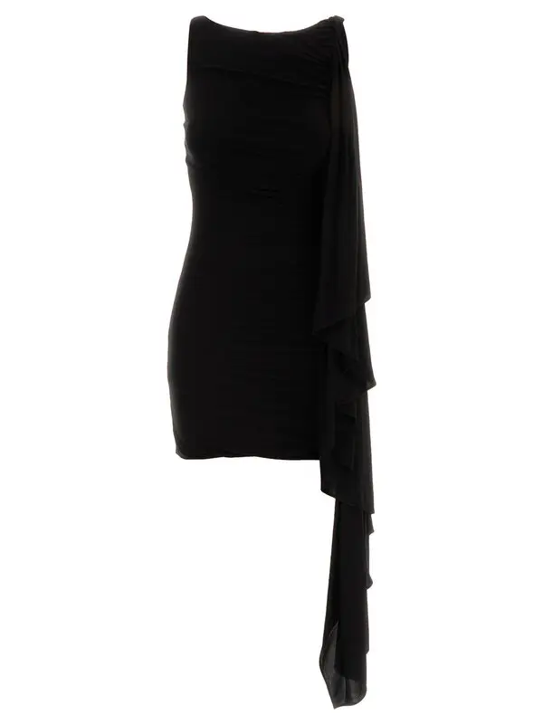 Alexander Wang Jersey Mini Dress With Draping - Black