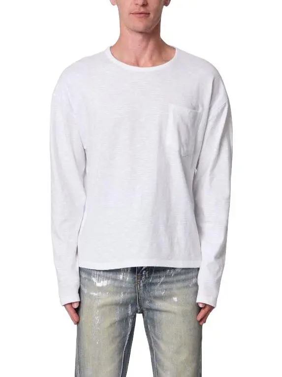 Mnml Slouchy Pocket Long Sleeve T-shirt - White