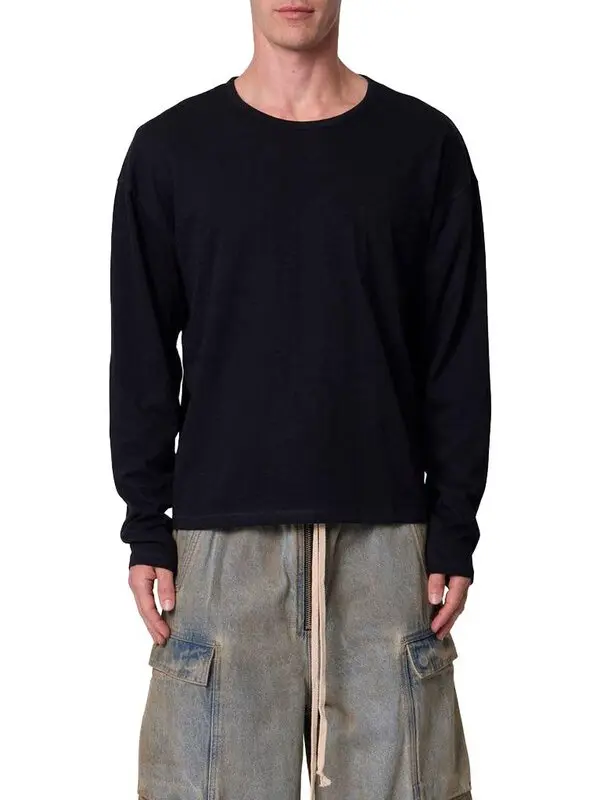 Mnml Slouchy Long Sleeve Pocket T-shirt - Black