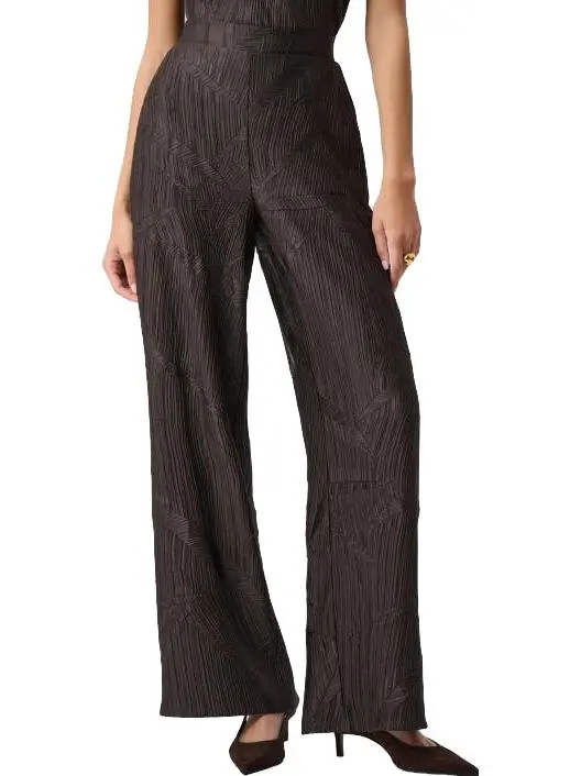 Joseph Ribkoff Pleated Satin Wide-leg Pants - Mocha