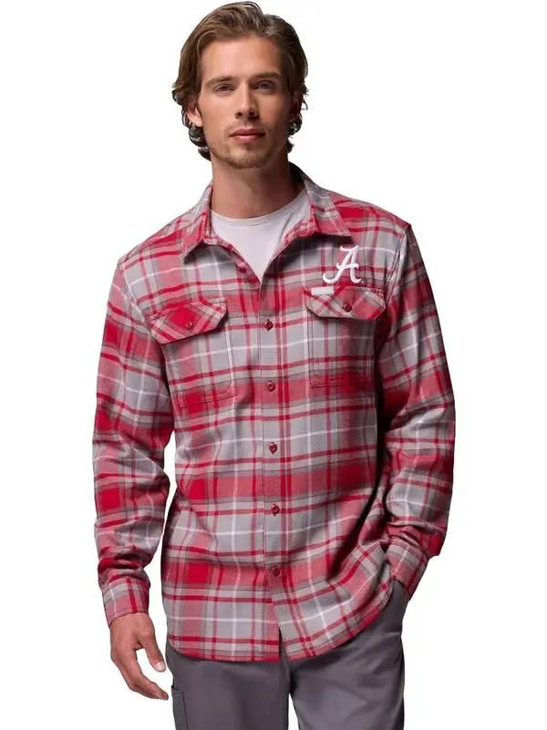 Columbia Alabama Tide Flare Gun Omni-wick Flannel Long Sleeve Button-up Shirt - Crimson
