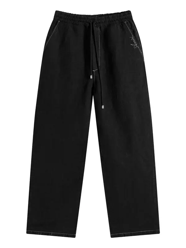 Amiri Script Linen Trousers - Black