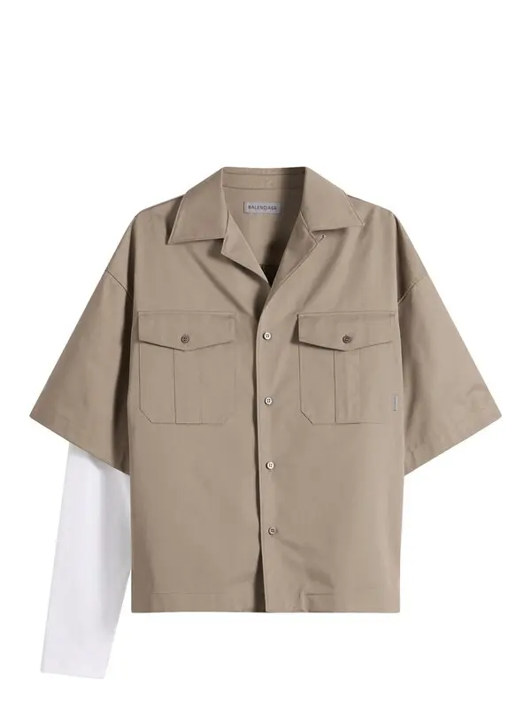 Balenciaga Double Layer Bowling Shirt - Beige