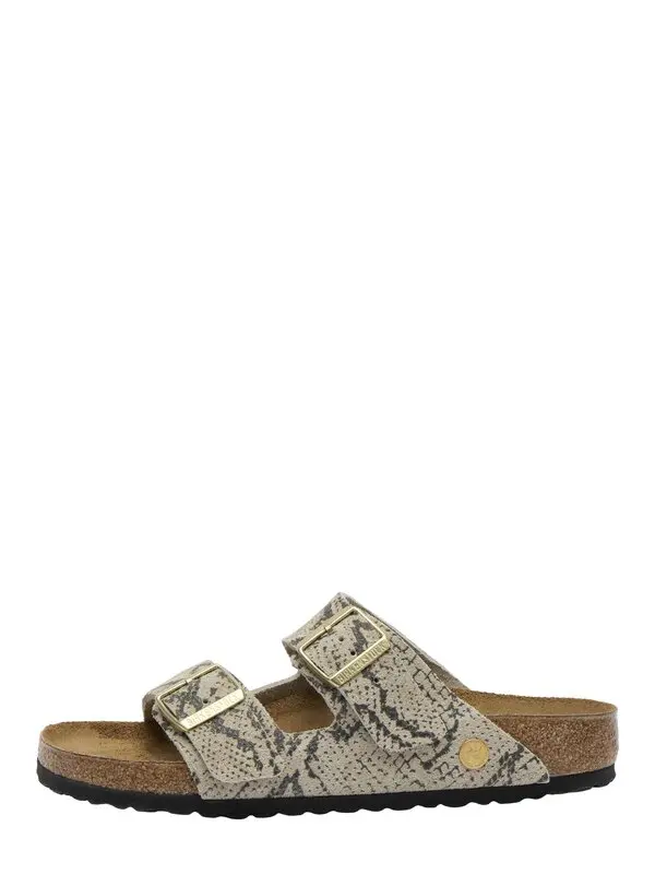 BIRKENSTOCK Arizona Printed Suede Sandals - Oyster