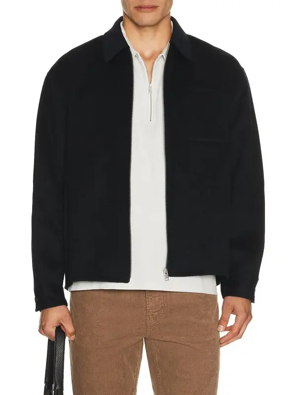 FRAME Double Face Zip Shirt Jacket - Dark Navy