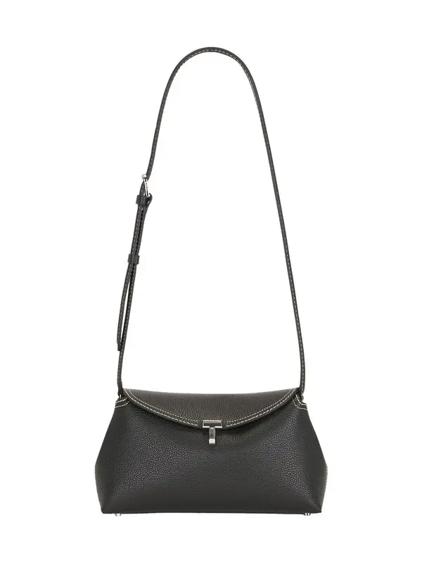 TOTEME T-lock Grained Leather Clutch - Black