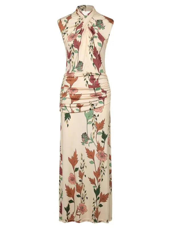 Johanna Ortiz Hibiscus Compass Dress - Ecru/cherry Red