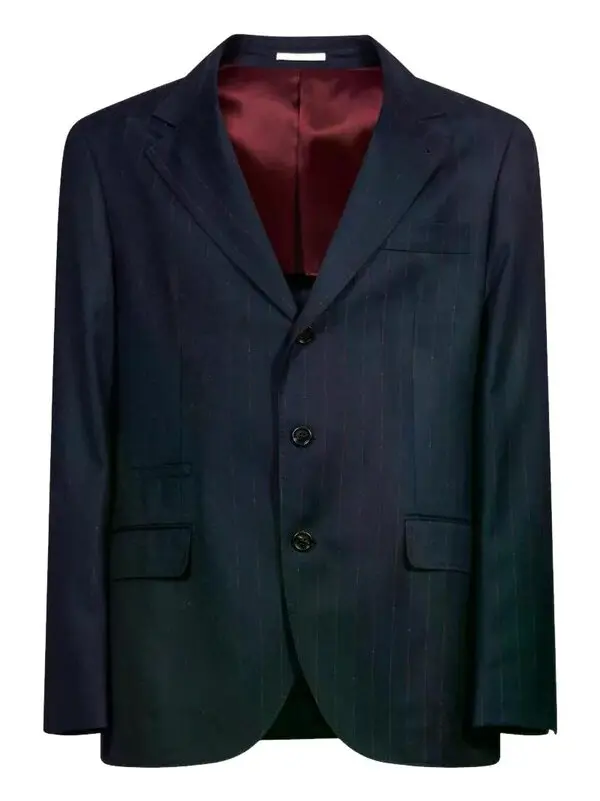 Brunello Cucinelli Pinstriped Single-breasted Blazer - Blue