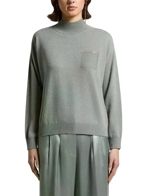 Peserico High-neck Chest-pocket Jumper - Green