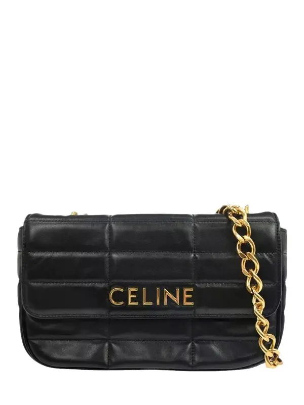 Celine Quilted Chain Shoulder Bag - Black