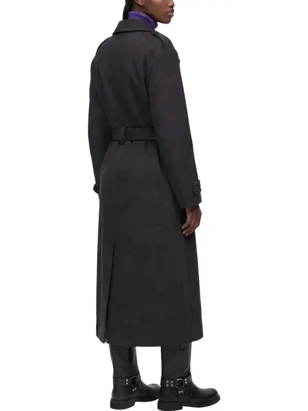 Karl Lagerfeld Belted Long-sleeve Coat - Black