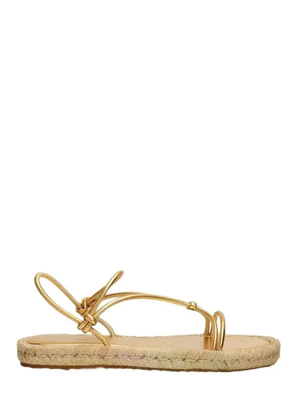 GIANVITO ROSSI Metallic Knotted Espadrille Sandals - Gold
