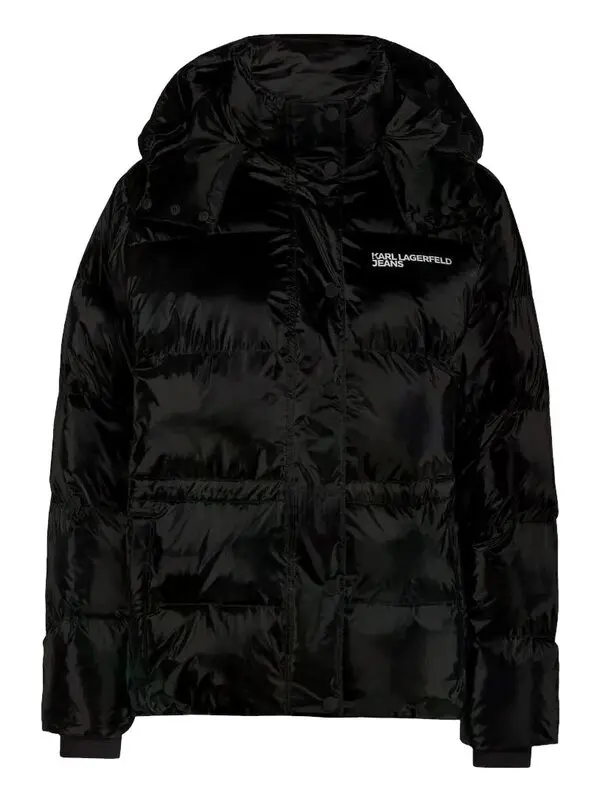 Karl Lagerfeld Hooded Puffer Jacket With Logo Detail - Black