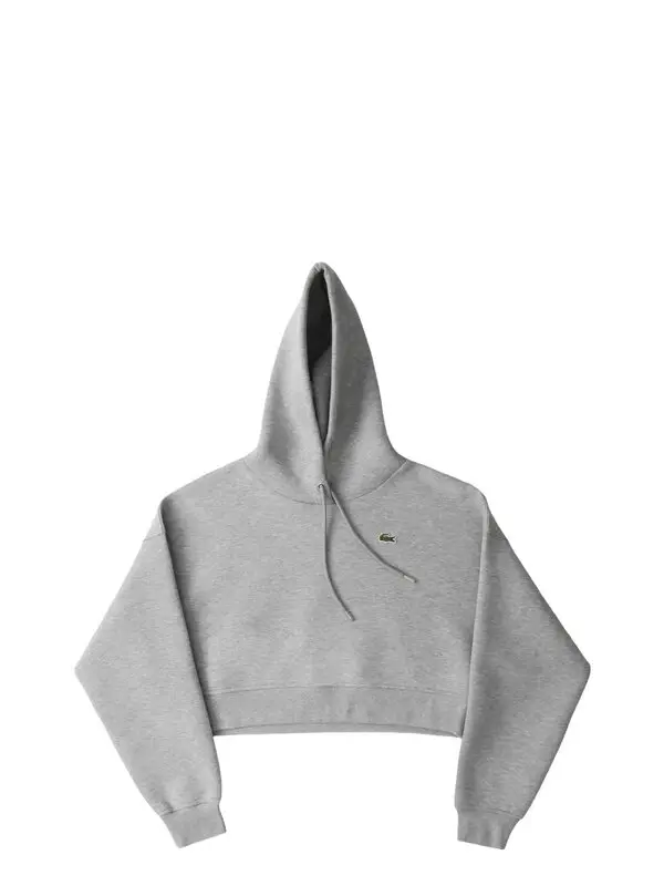 Lacoste Cropped Logo Patch Hoodie - Grey