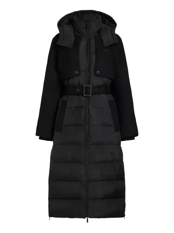Karl Lagerfeld Belted Long Puffer Jacket - Black