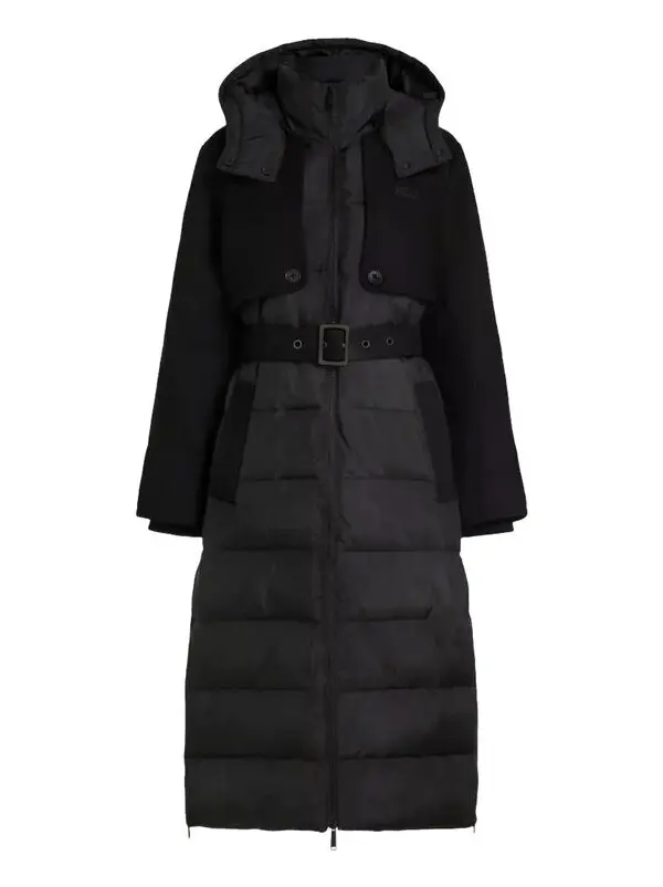 Karl Lagerfeld Belted Long Puffer Jacket - Black