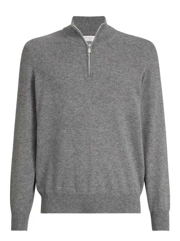 Brunello Cucinelli Half-zip Cashmere Sweater - Grey