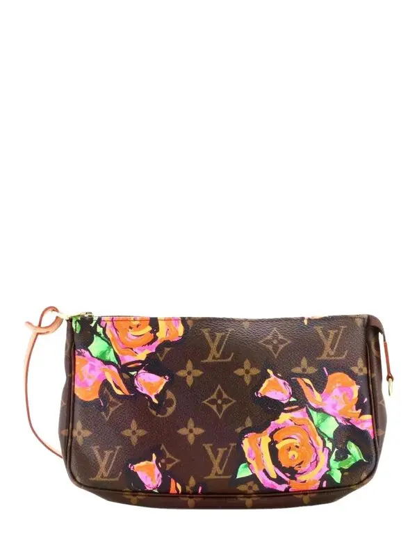 LOUIS VUITTON Pochette Accessoires Limited Edition Monogram Roses Shoulder Bag - Brown