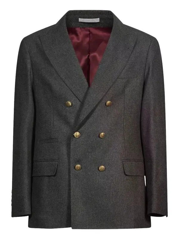 Brunello Cucinelli Double-breasted Peak-lapel Blazer - Grey