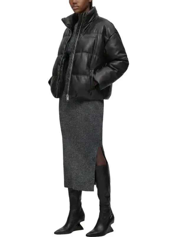 Karl Lagerfeld Faux-leather Puffer Jacket - Black