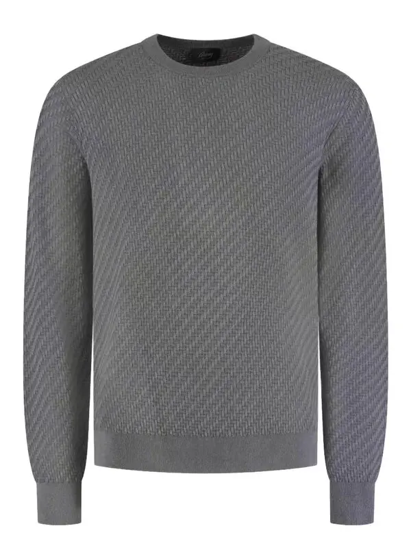 Brioni Basket-weave Crew Neck Sweater - Grey