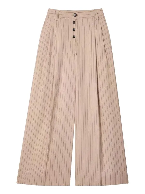 Paul Smith Sand Pinstripe Wide Leg Trousers - Neutrals