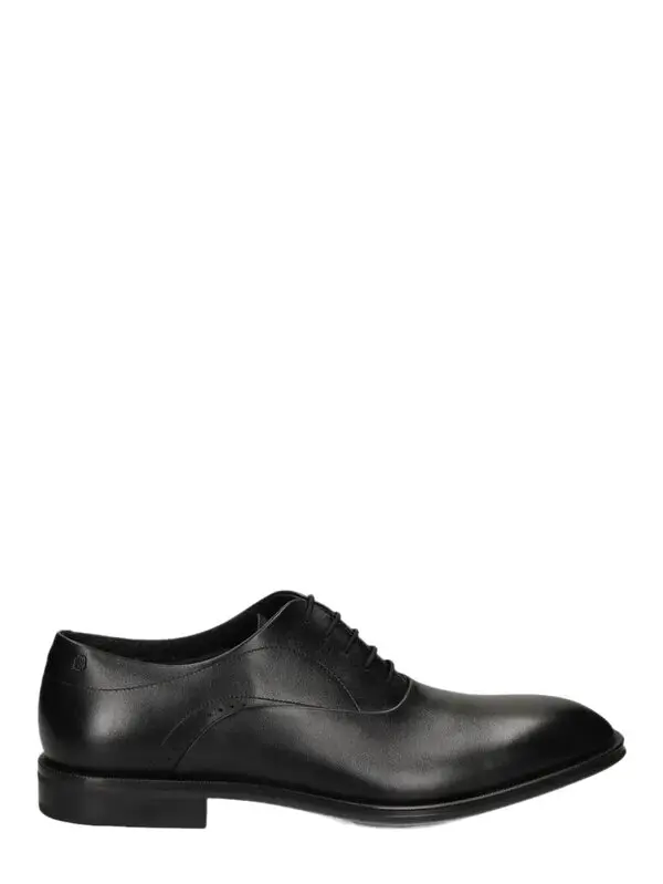 BOSS Leather Oxford Shoes With Perforated Details And Lace-up Fastening - Black